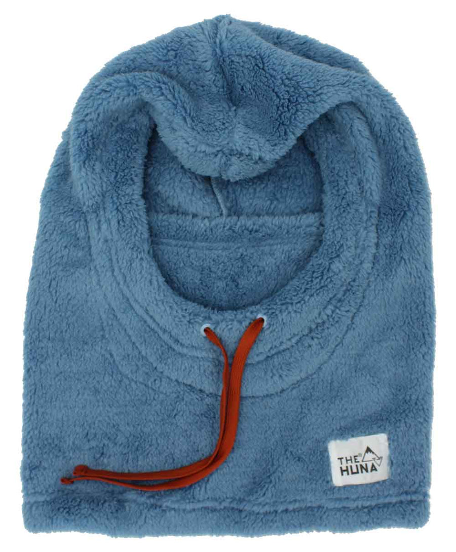 Blue with Brown String - Fuzzy Fleece Helmet Hoodie – TheHuna
