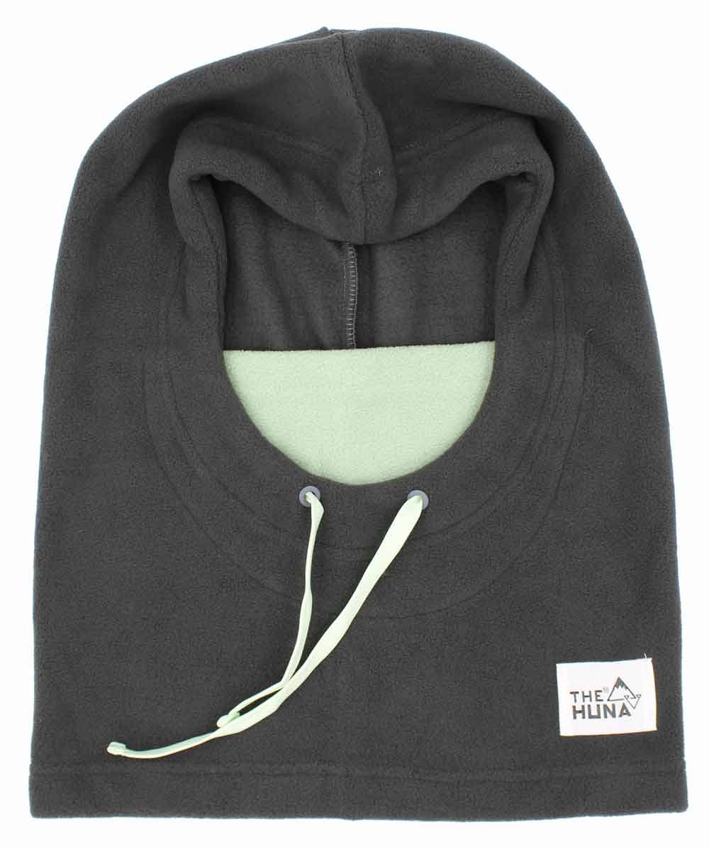 Grey with Mint Mouth & Mint Strings - Normal Fleece Helmet Hoodie – TheHuna
